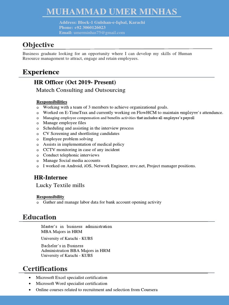 Muhammad Umer Profile | PDF