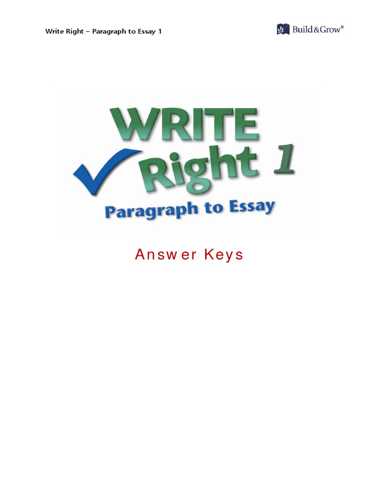 Write Right 1 Paragraph To Essay Answer Key | PDF | Cinderella ...