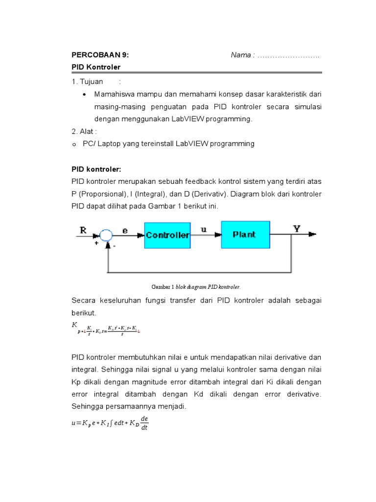Optimasi PID Kontroler dengan LabVIEW | PDF