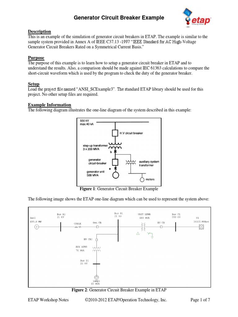 Generator Circuit Breaker Example: Description | PDF | Electrical ...