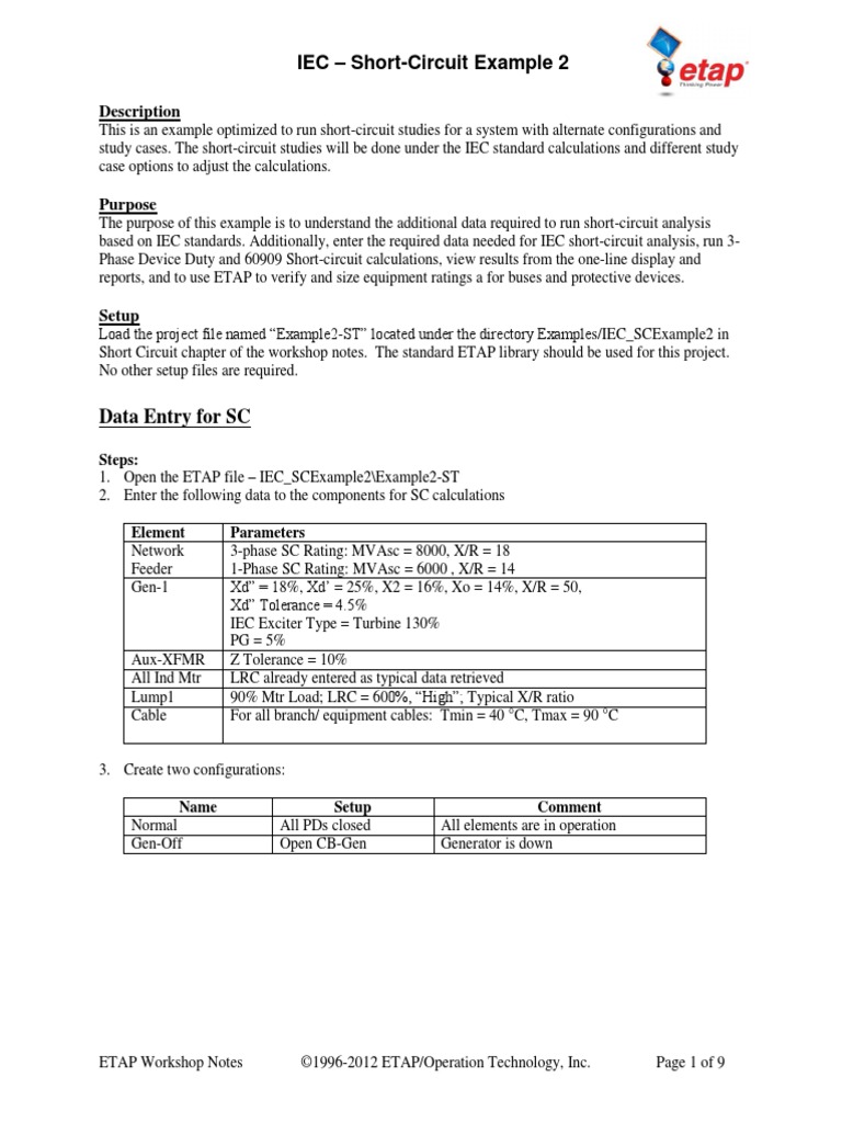 IEC - Short-Circuit Example 2: Description | PDF | Electricity ...