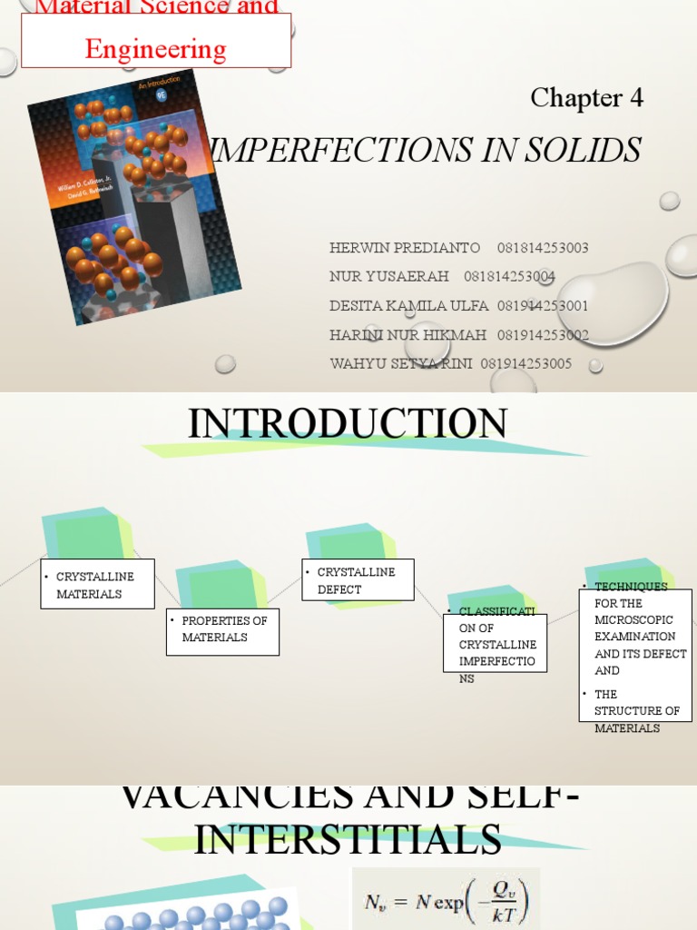 Kimia Material Kelompok 1 - Imperfection in Solids | PDF | Crystal | Microscope