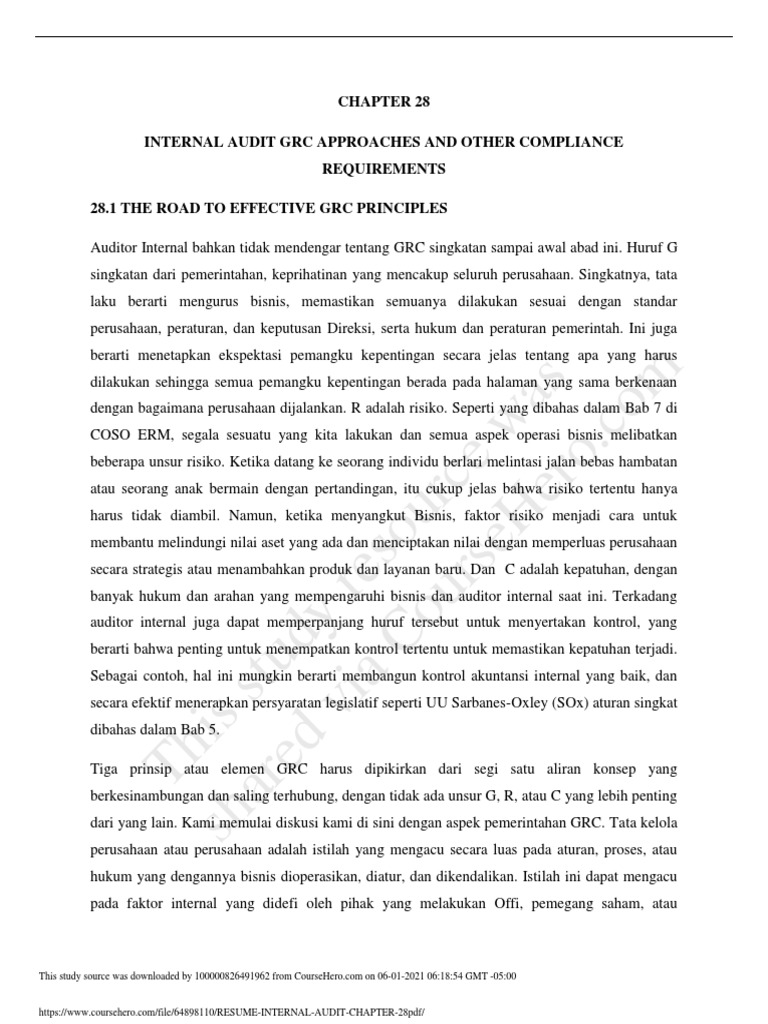 Resume Internal Audit Chapter 28 PDF | PDF
