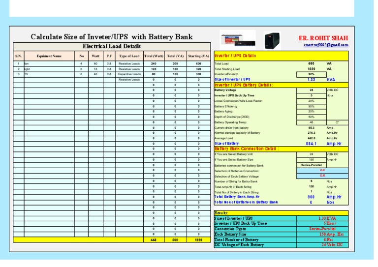 Inverter UPS Size With Battery Design and Calculation | PDF | Power ...