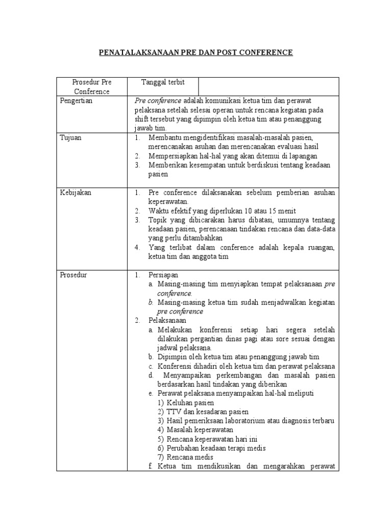 Prosedur Pre dan Post Conference Keperawatan | PDF | Sains & Matematika