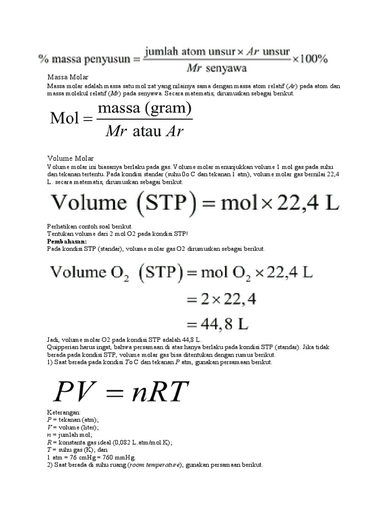 Rumus Volume Molar Gas pada STP | PDF
