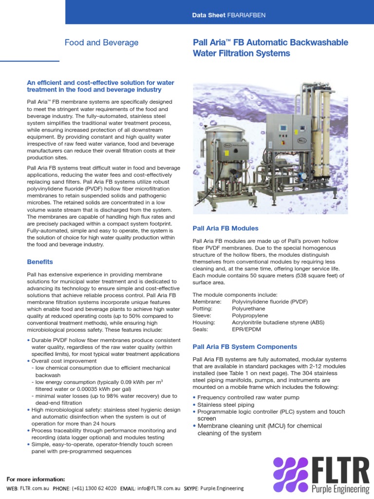 Pall Aria™ FB Automatic Backwashable Water Filtration Systems FLTR ...