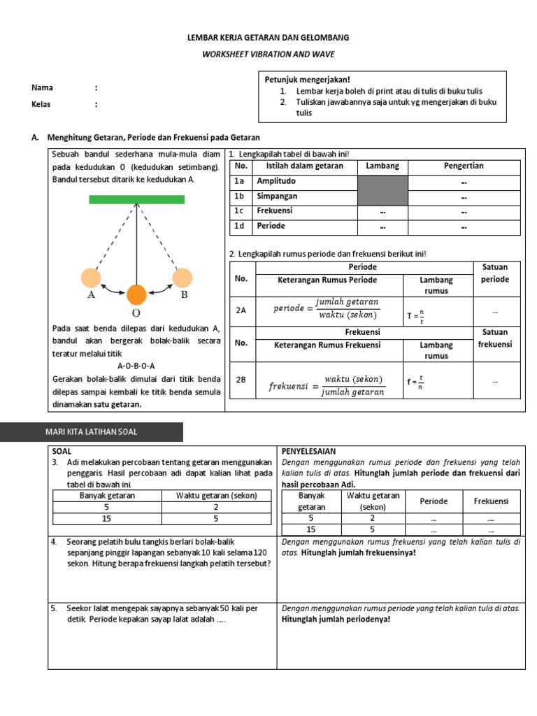 Lembar Kerja Getaran Vibration Dan Gelombang Wave | PDF | Sains ...