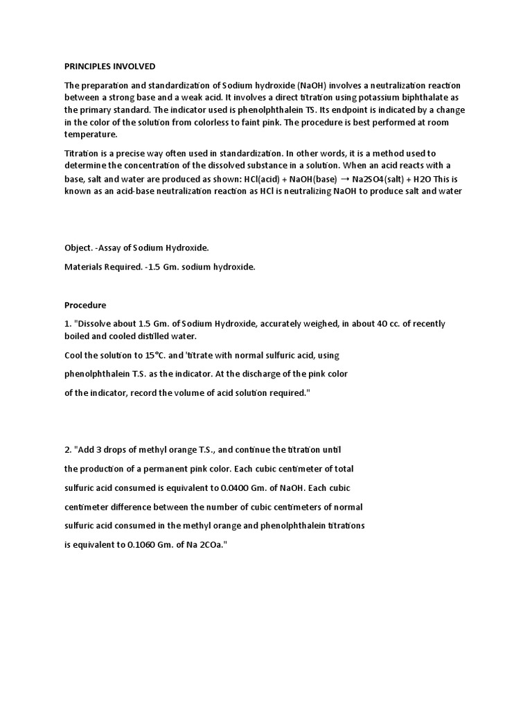 QC Assay of Sodium Hydroxide | PDF