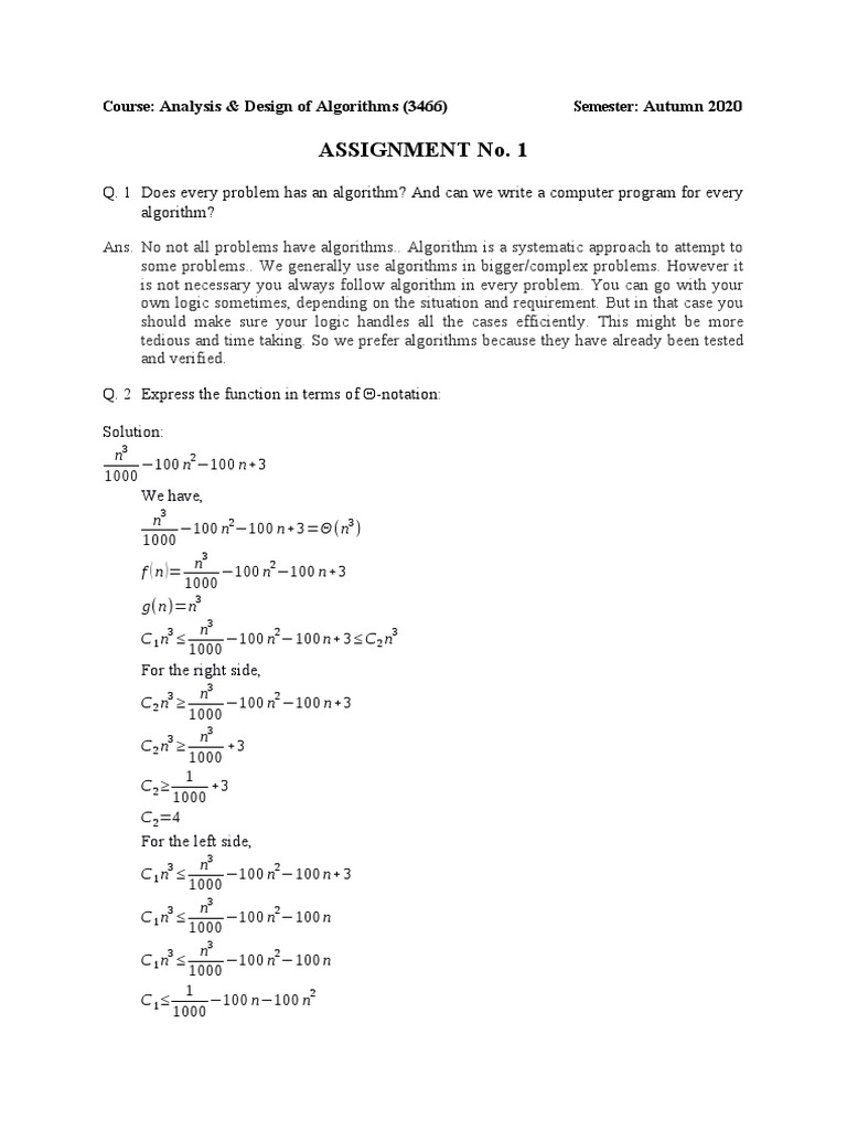 Algorithm Analysis and Birthday Problem Solutions | PDF | Algorithms ...