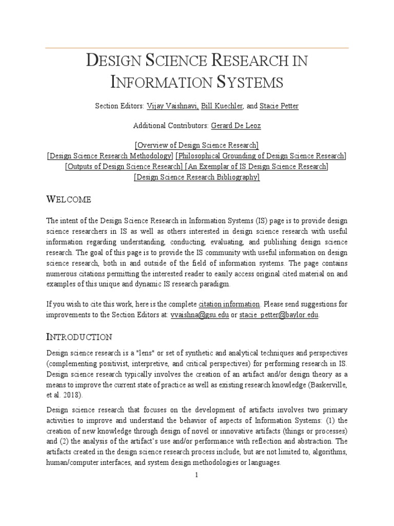 Design Science Research in Information Systems | PDF | Conceptual Model ...