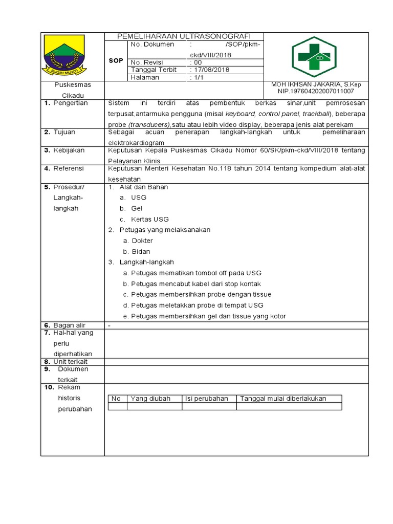 Sop Pemeliharaan Usg | PDF
