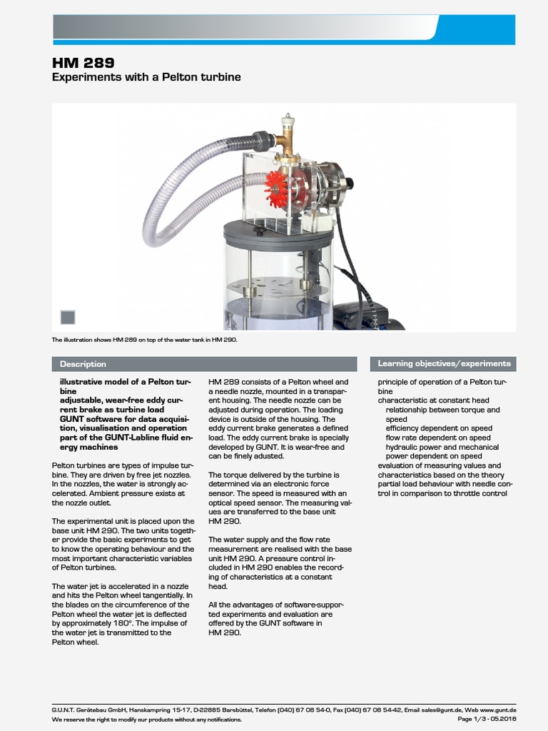 Pelton Turbine Experiment Guide | PDF | Turbine | Flow Measurement