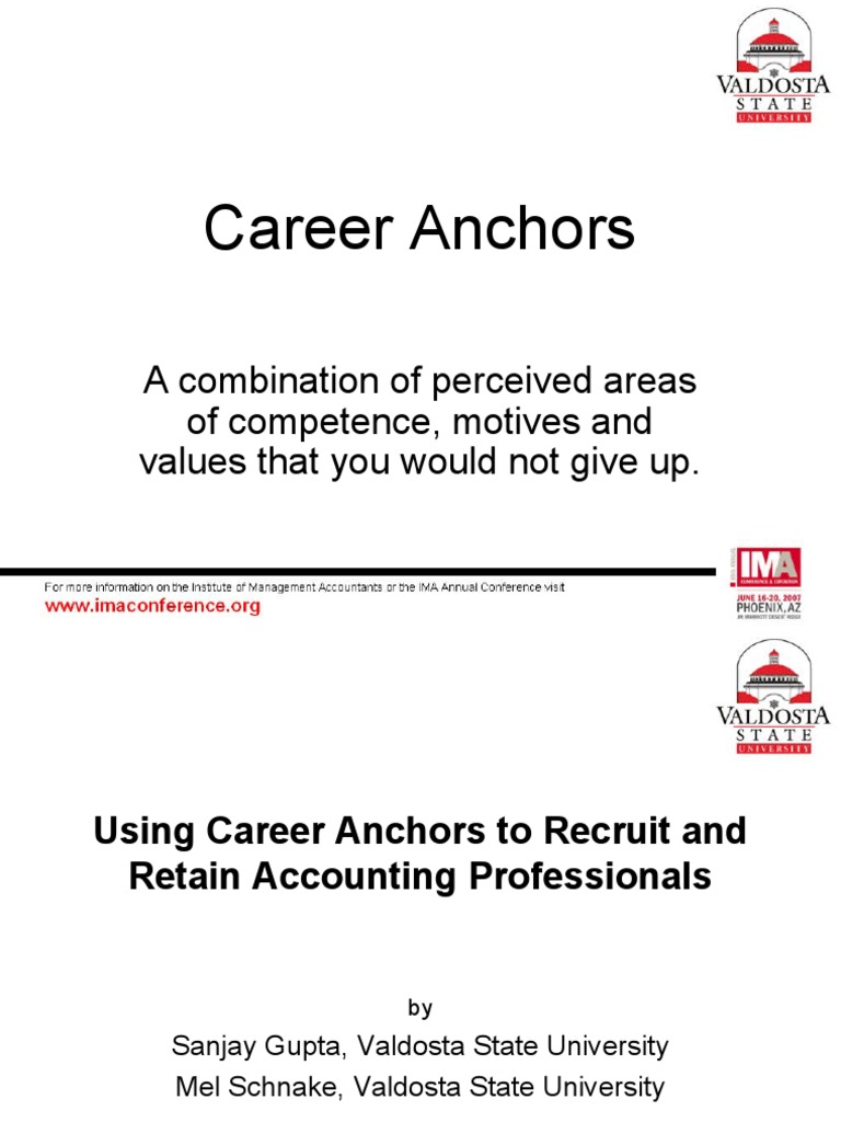 Career Anchors: A Combination of Perceived Areas of Competence, Motives ...