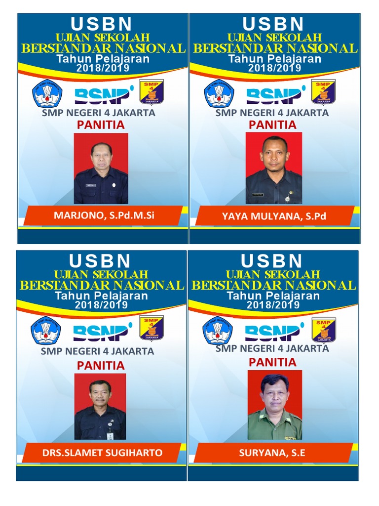 Contoh Bed Nama Panitia USBN | PDF
