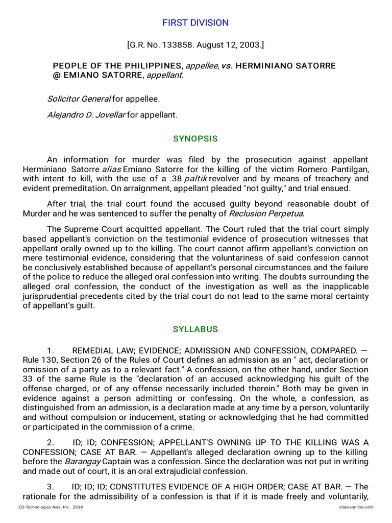 Appellee Vs Vs Appellant Solicitor General Alejandro D. Jovellar | PDF ...