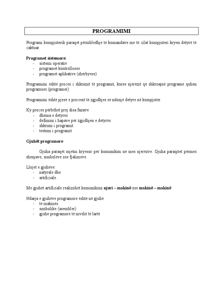 Programimi 1 | PDF