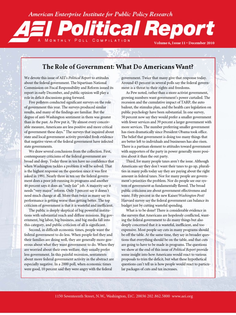 Political Report December 2010: AEI's Monthly Poll Compilation | PDF ...