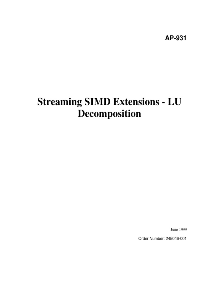 Streaming Simd Extensions Lu Decomposition Descargar Gratis Pdf Matrix Mathematics