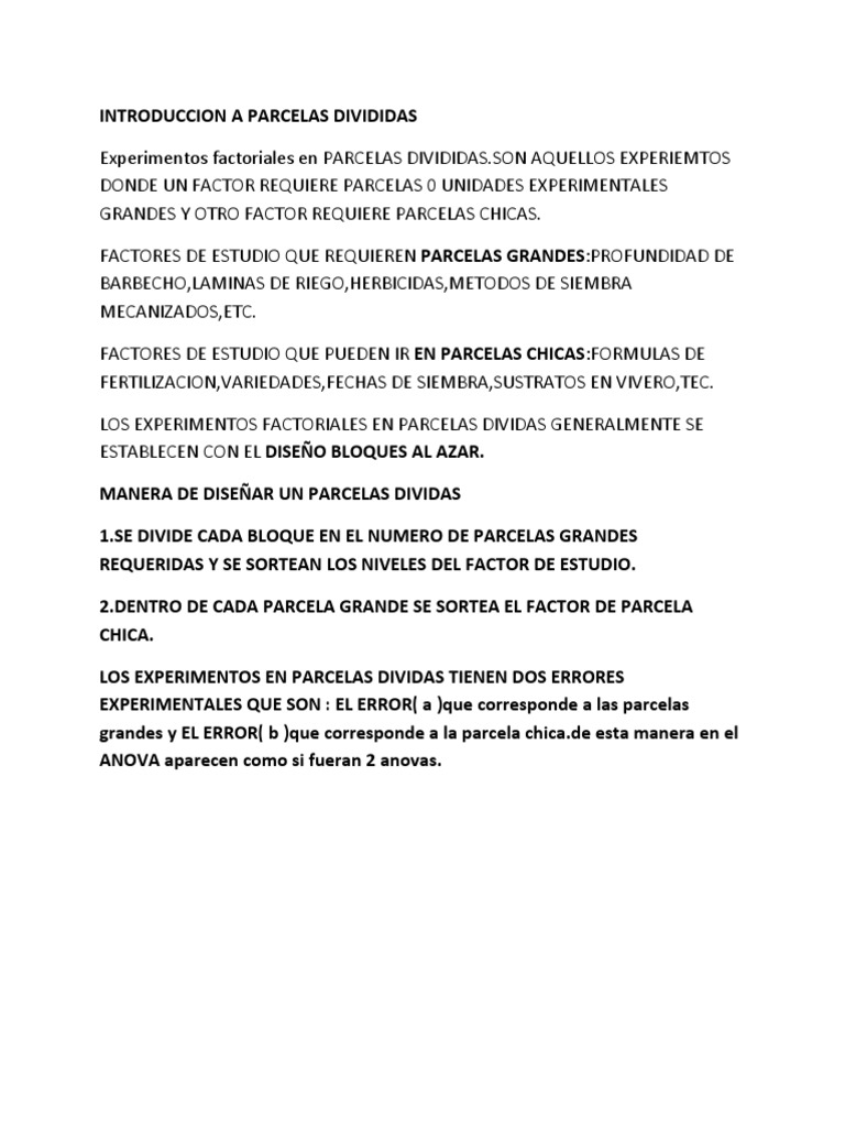 Introduccion A Parcelas Divididas | PDF