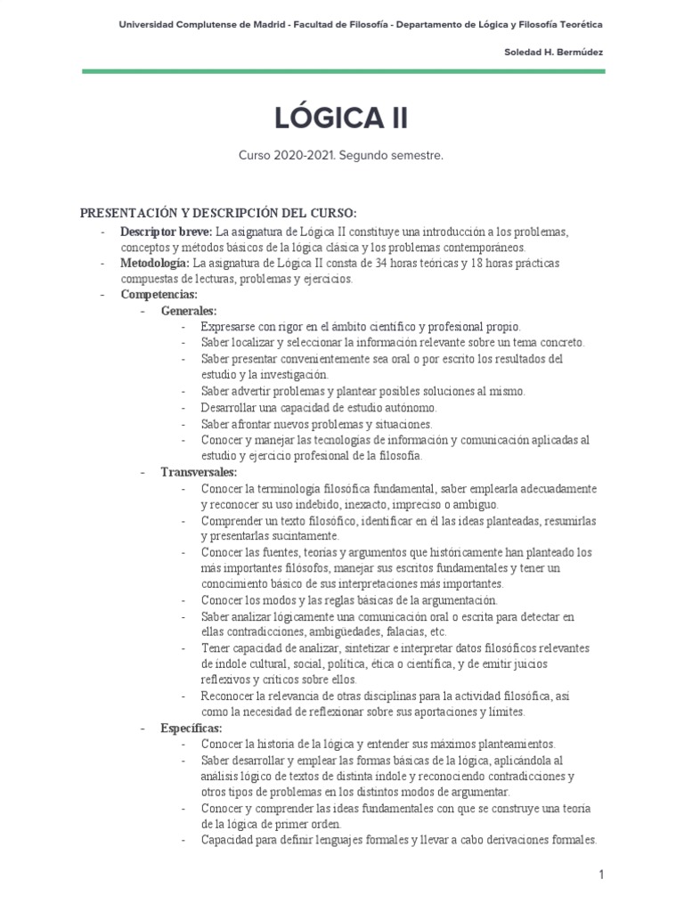 Programa Asignatura Lógica II | Descargar gratis PDF | Lógica ...