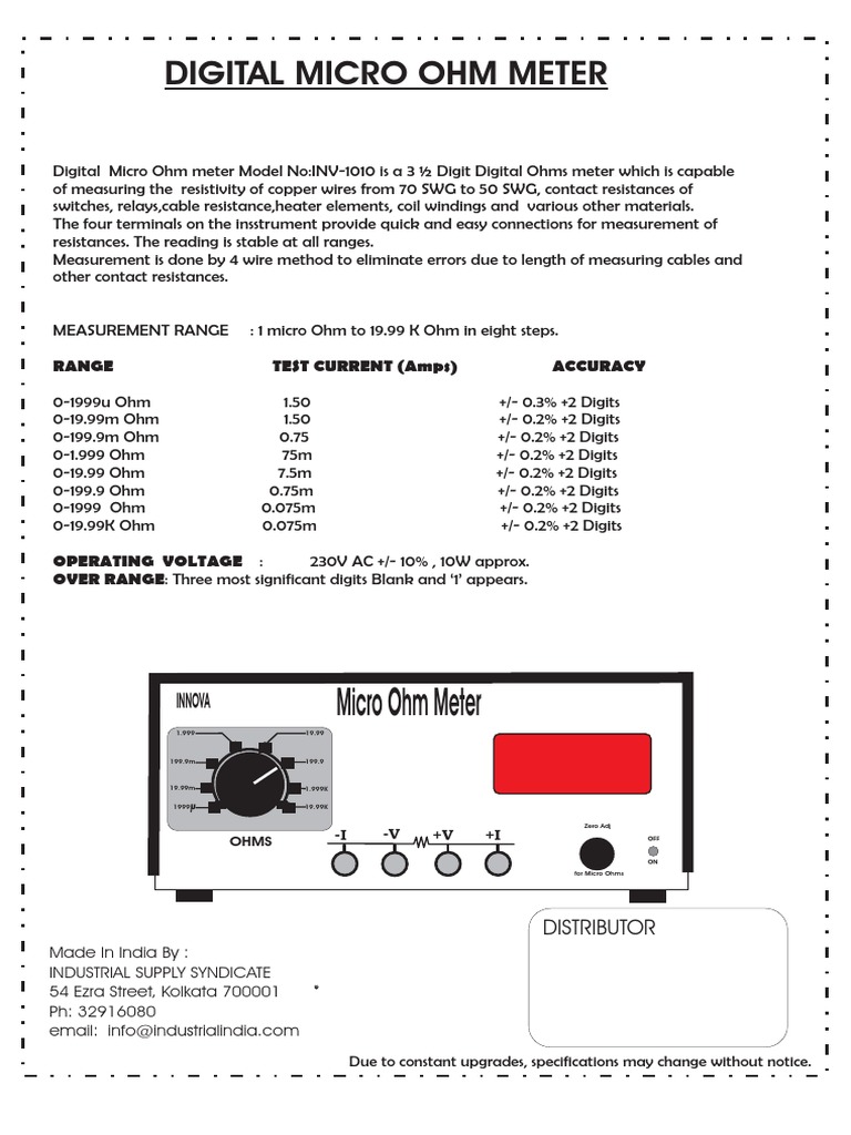 Innova Ohms Meter | PDF | Electrical Resistance And Conductance | Relay