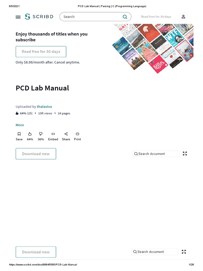 PCD Lab Manual - Parsing - C (Programming Language) | PDF | Compiler ...