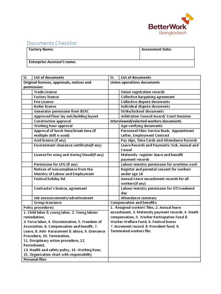 Factory Compliance Documentation: A Comprehensive Checklist of Required ...