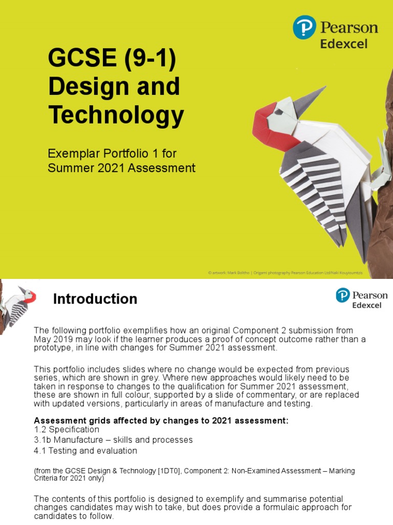 Gcse D&T Summer 2021 Exemplar Portfolio 1