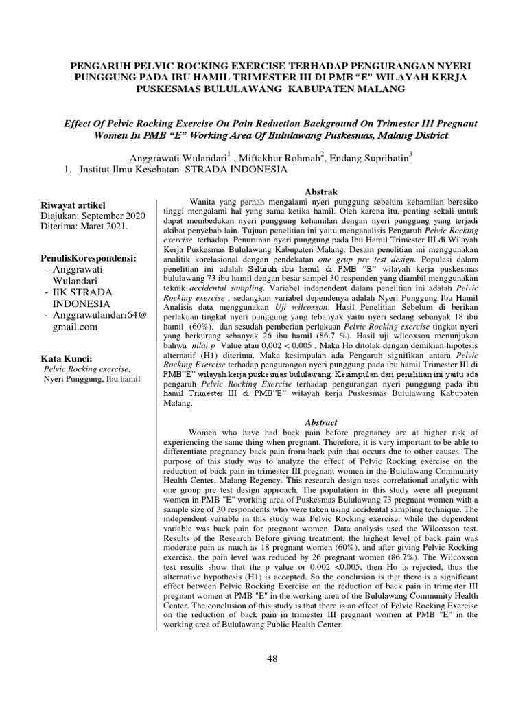 Jurnal Pelvic Rocking | PDF