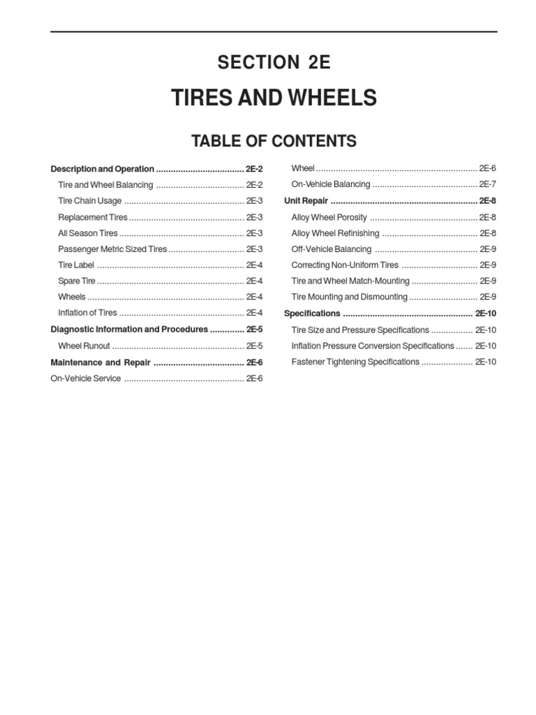 Tires and Wheels: Section 2E | PDF | Tire | Wheel