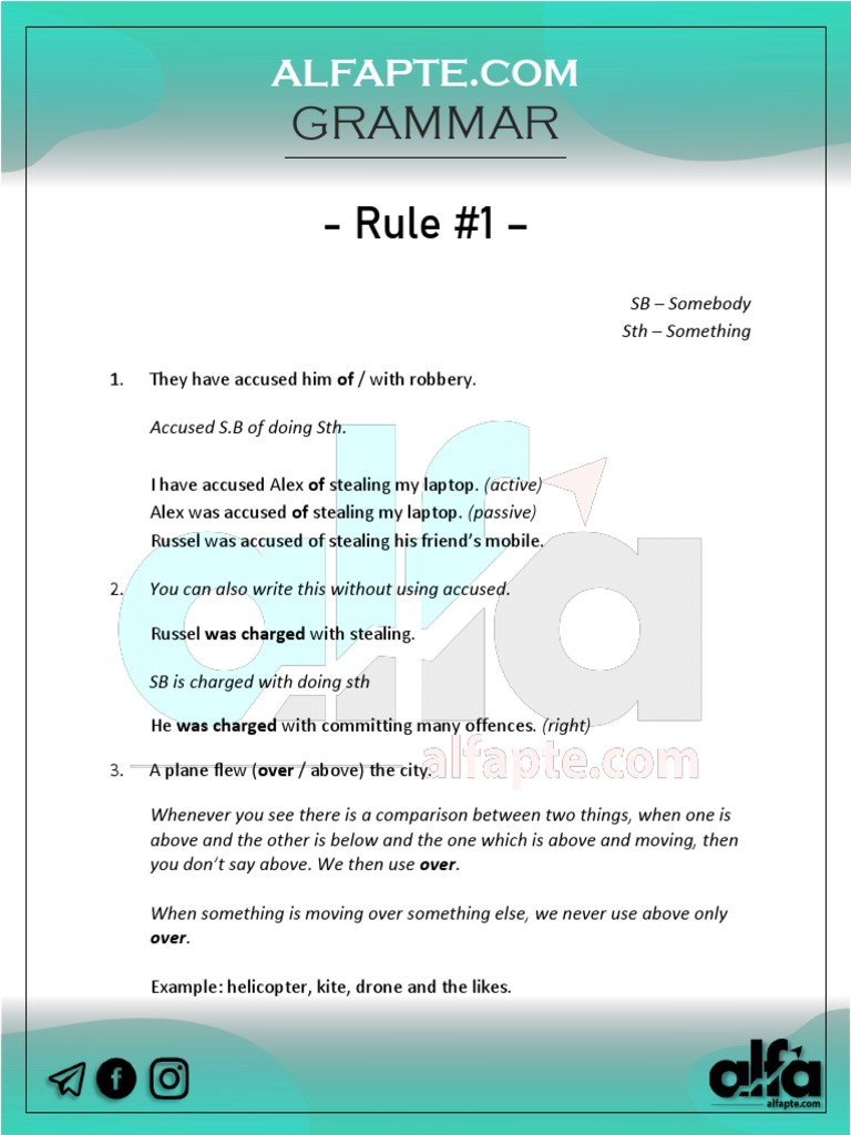 Grammar: - Rule #1 | PDF | Adjective | Verb