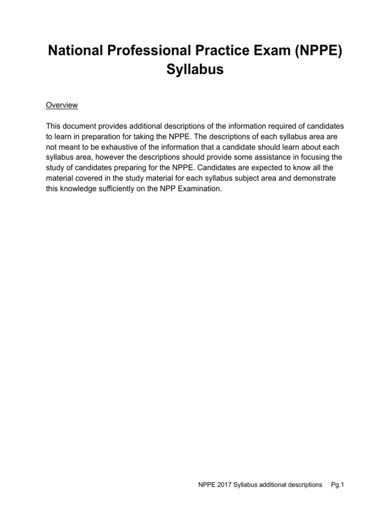 National Professional Practice Exam (NPPE) Syllabus | PDF | Tort | Breach Of Contract