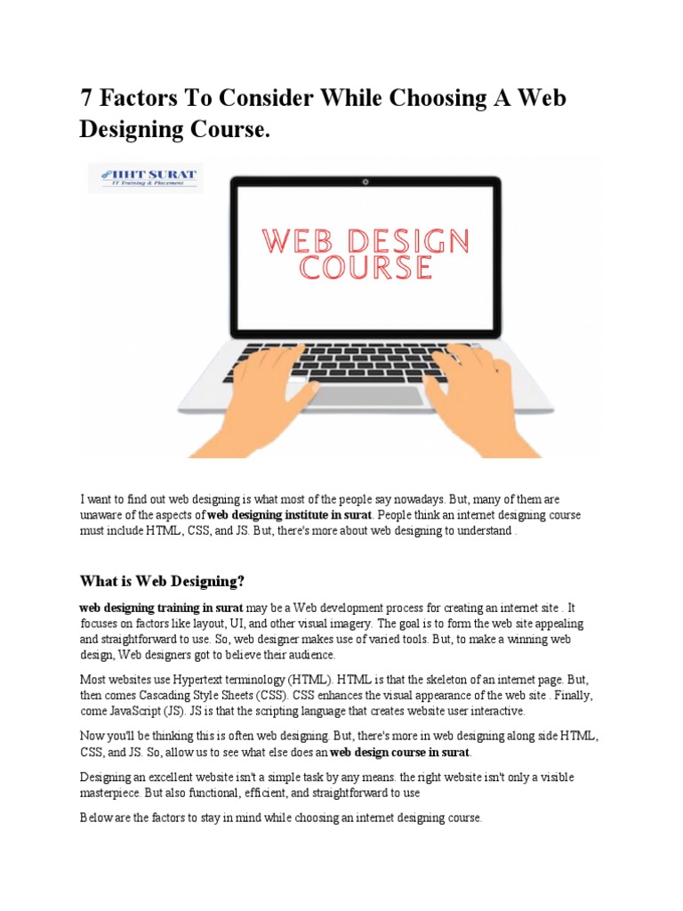 7 Factors To Consider While Choosing A Web Designing Course. | PDF ...