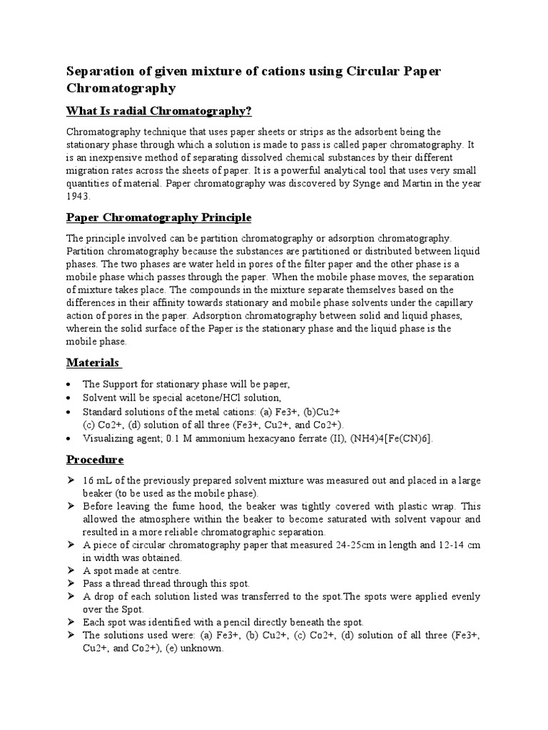 Circular Paper Chromatography Guide | PDF | Elution | Chromatography