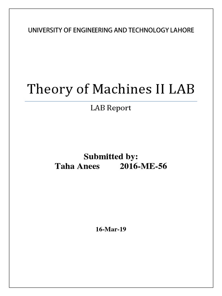 Lab Report - Theory of Machines | PDF | Friction | Force