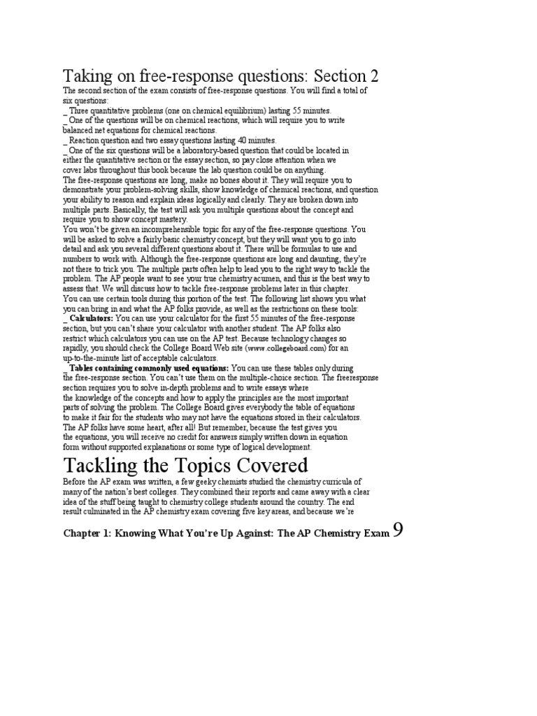 Tackling The Topics Covered 9: Taking On Free-Response Questions ...
