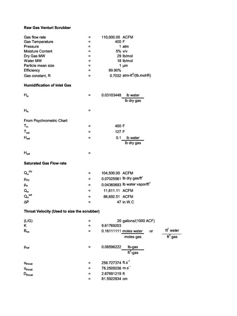 Industrial Gas Scrubber Specs | PDF | Statistical Mechanics | Gases