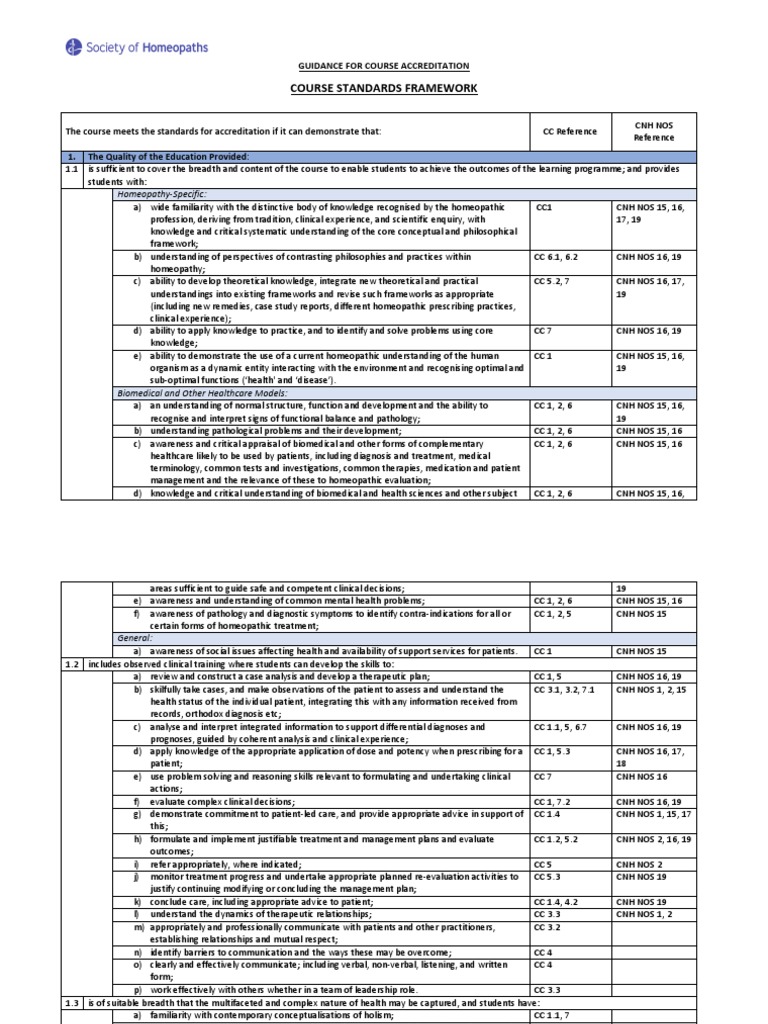 Course Standards Framework: Guidance For Course Accreditation ...