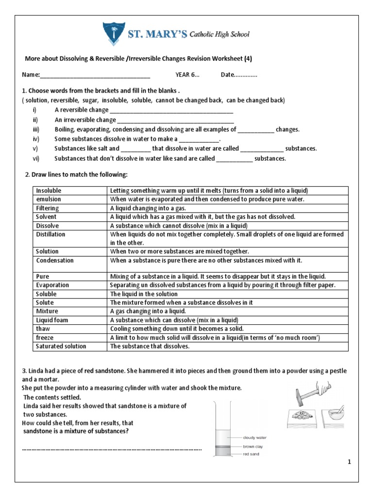 More About Dissolving & Reversible /irreversible Changes Revision ...