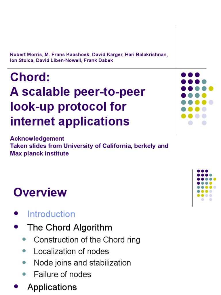 Chord: A Scalable Peer-To-Peer Look-Up Protocol For Internet Applications | PDF | Computer ...