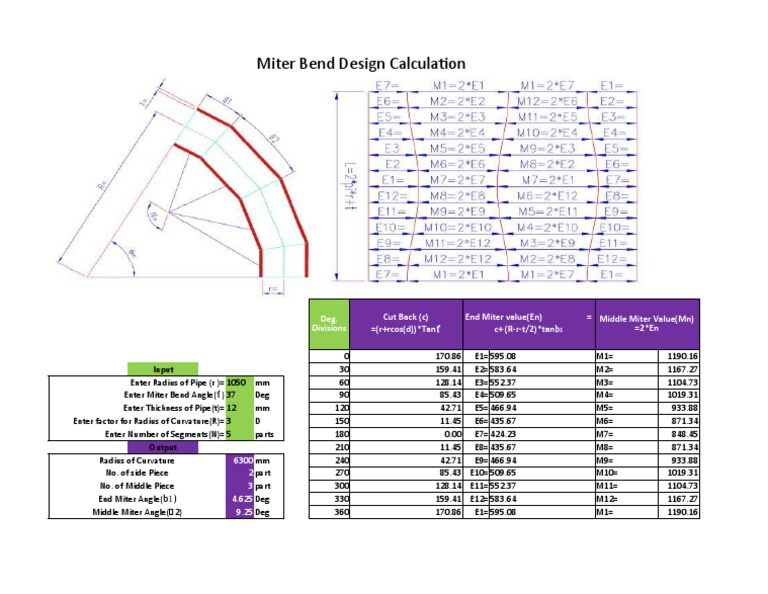Miter Bend Design Calculation | PDF