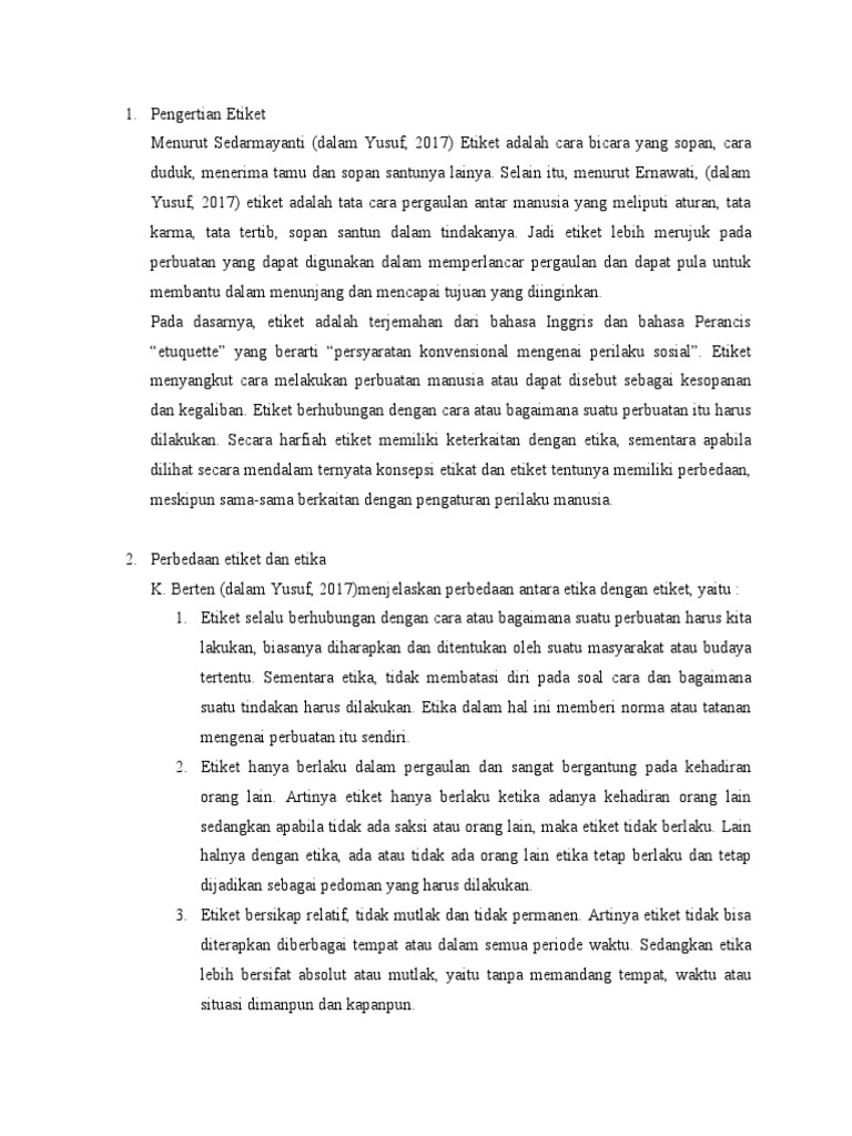 Pengertian Etiket | PDF