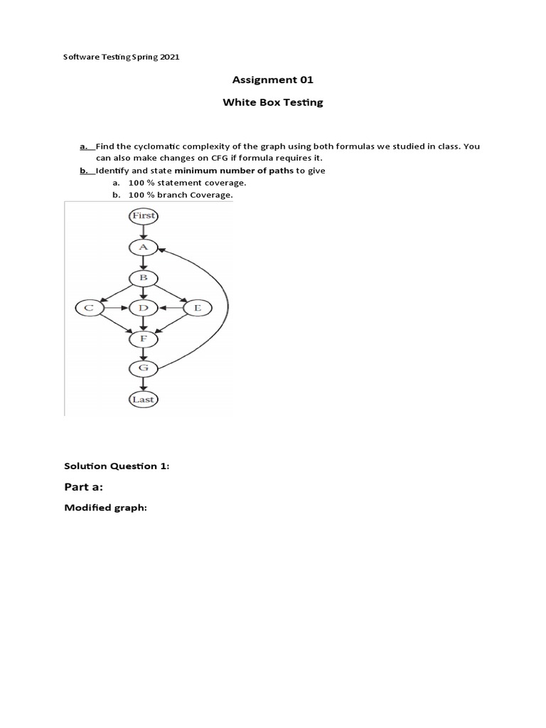 Assignment 01 White Box Testing Part A Pdf Applied Mathematics Combinatorics