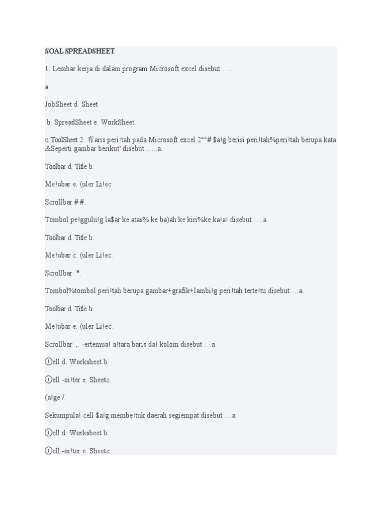 Soal Spreadsheet | PDF