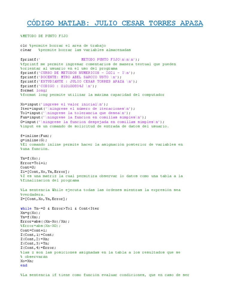 Programas Matlab | PDF | Programa de computadora | Programación