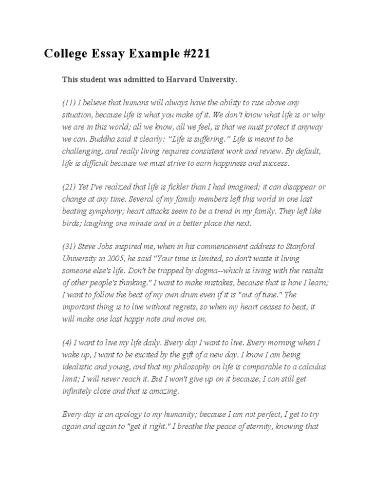 College Essay Example #221: This Student Was Admitted To Harvard ...