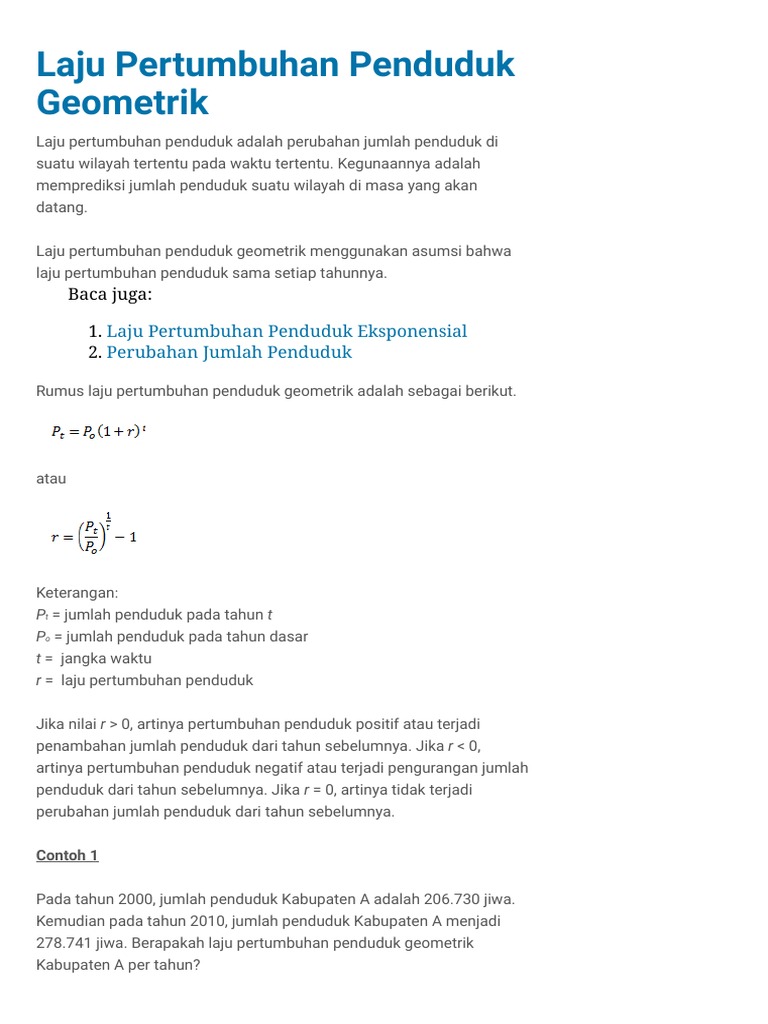 Laju Pertumbuhan Penduduk Geometrik | PDF