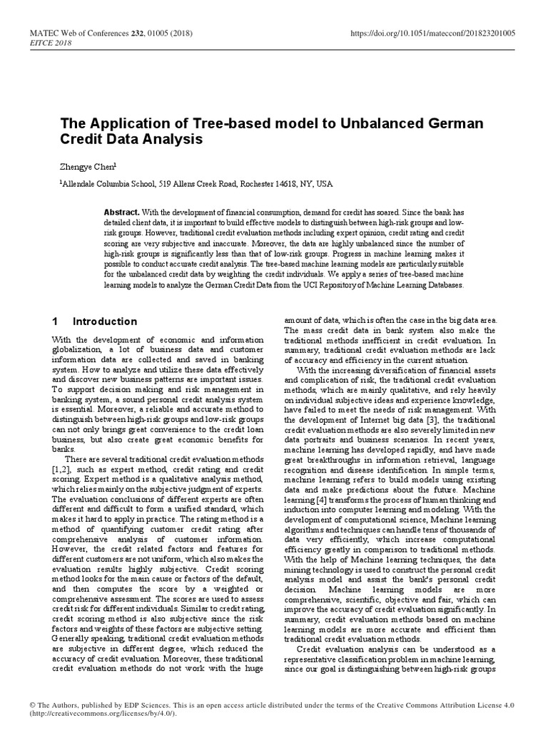 The Application of Tree-Based Model To Unbalanced | PDF | Machine ...
