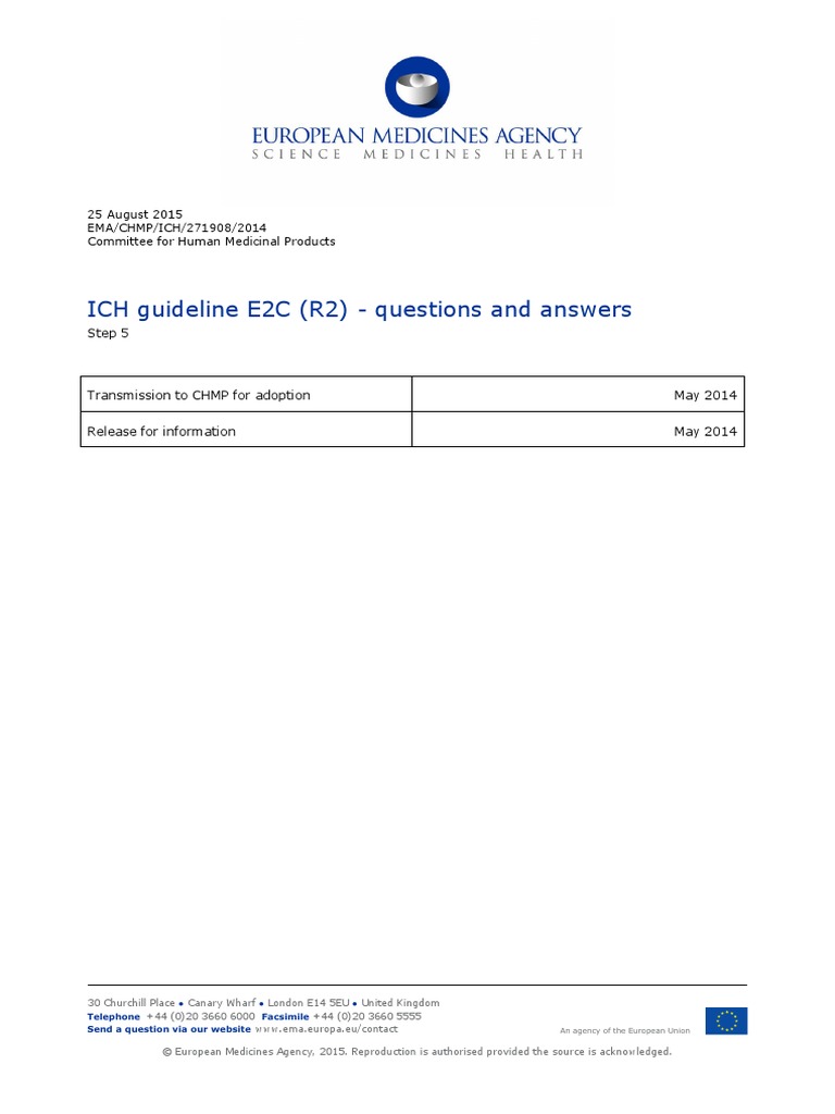 ICH Guideline E2C (R2) - Questions and Answers | PDF | Clinical Trial ...